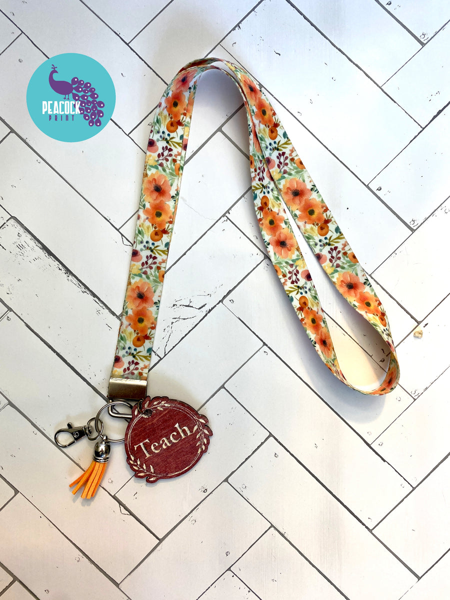 Orange flower Lanyard – peacockprint-kc
